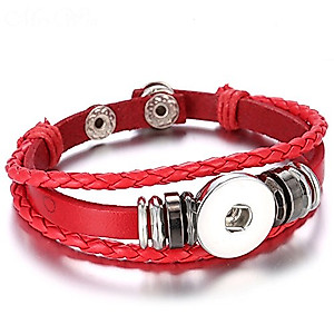 Lovglisten 6pcs Leather Bracelet Bangle for 18mm Snap Button Jewelry (1)