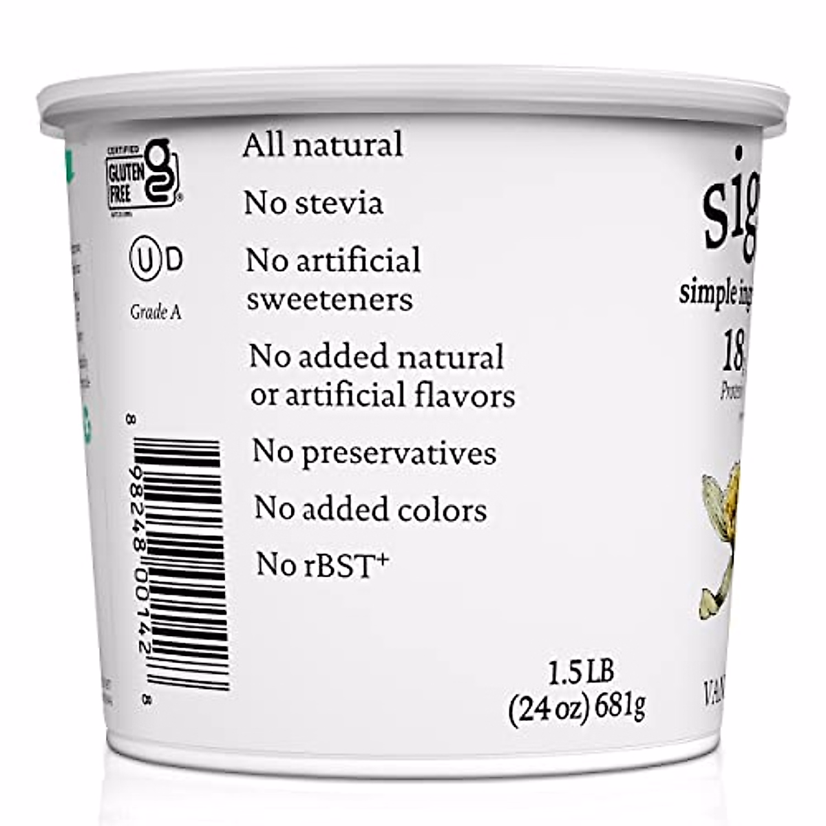 siggi’s® Icelandic Strained Nonfat Yogurt, Vanilla, 24 oz. – Thick, Protein-Rich Yogurt Snack