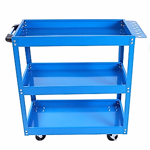 Tool Cart with Lockable Wheels, 3 Tier Rolling Mechanic Tool Cart, Heavy Duty Floor Standing Steel Utility Cart, 450 LBS Capacity Industrial Service Cart for Garage, Warehouse, Workshop