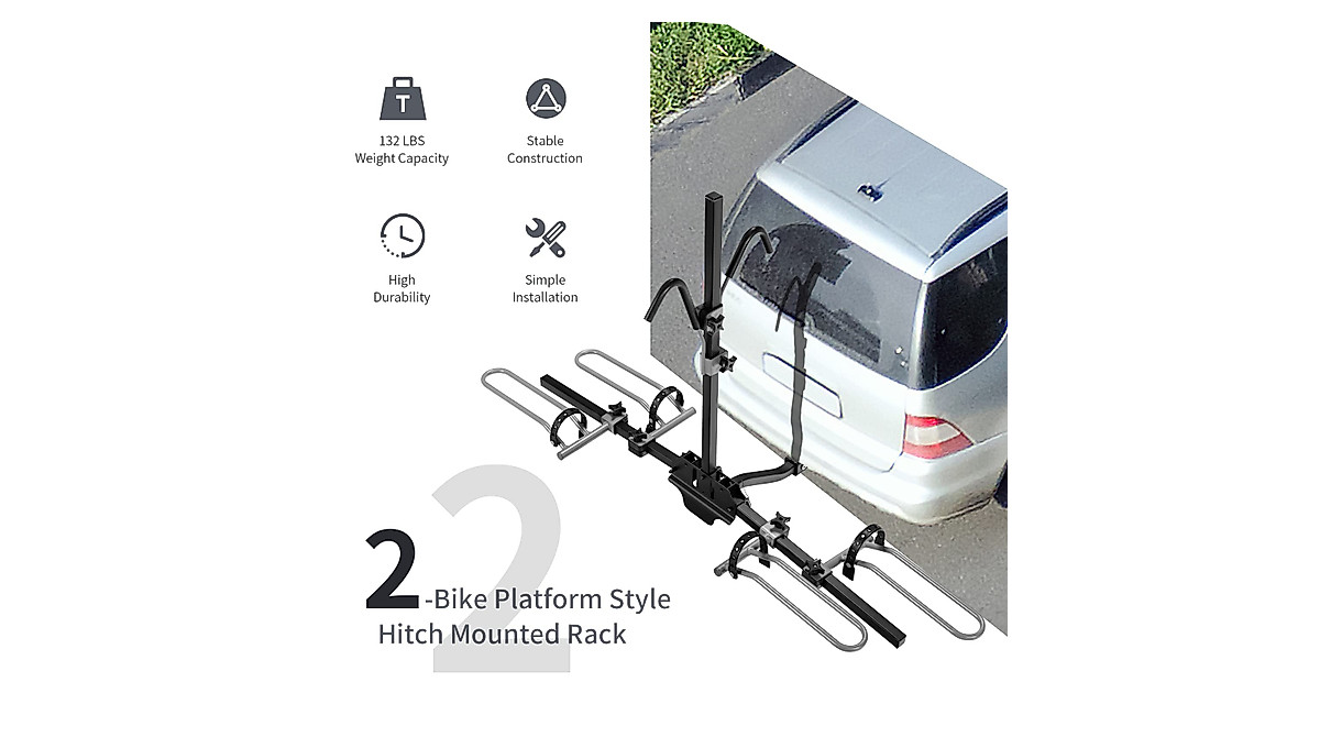 Goplus Hitch Mount Bike Rack for 2 Bikes - 132lbs Capacity