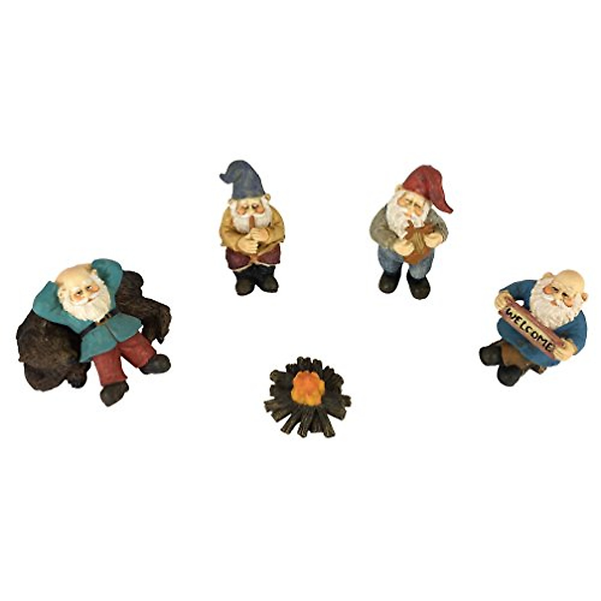 GlitZGlam Happy Gnomes Camp - 6 Piece Garden Gnome Set for The Miniature Fairy Garden