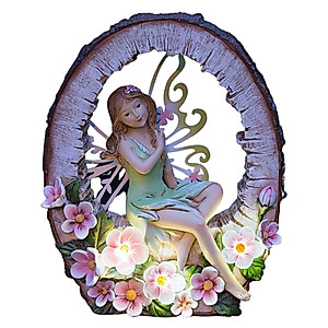 VP Home Woodland Garden Fairy Solar Powered Outdoor Decor Garden Light with LED Crackled Glass Globe Great Addition for Your Garden Solar Powered Light Garden Decorations Gifts for Outside Patio Lawn