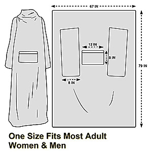 BALWYN TV Blanket with Sleeves Microfibre Foot Pocket Sleeves Fleece, 170 x 200 cm (Red)