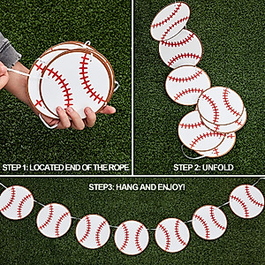 4 Pieces Baseball Banner Baseball Paper Garland for Sports Theme Party Decorations Baby Shower Birthday Photo Prop