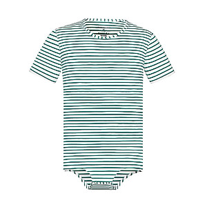 Landofgenie Mens Striped Onesie Pajamas Press Button Crotch Shirt Bodysuit Short Sleeve One Piece Bodysuit White 3XL