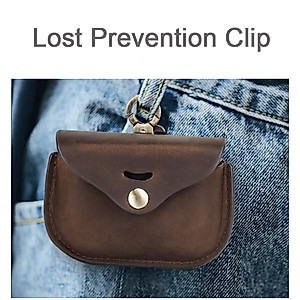 for wf-1000xm3 Case, Personalized wf-1000xm3 Leather case with Carabiner, Genuine Leather Protective Case Cover Shockproof for So-ny WF-1000xm3 Case Wireless Charging Case (Blank, Coffee)