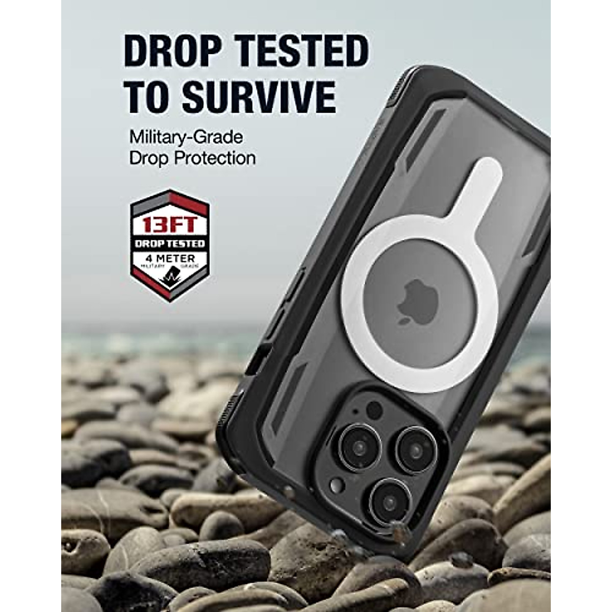 RAPTIC Secure Compatible with MagSafe for iPhone 14 Pro Case, Military Grade 13ft Drop Protection, Strong Magnetic, Shockproof & Anti-Scratch, 6.1 inch, Charcoal