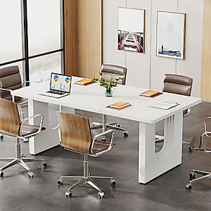 Tribesigns Modern Executive Desk, 70.9" Large Office Computer Desk, Conference Table Meeting Room Table, Simple Workstation Business Furniture for Home Office, White