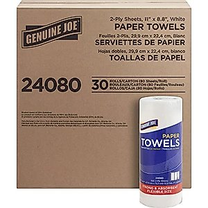 Genuine Joe-GJO24080 2-Ply Household Roll Paper Towels (Pack of 30) - WHITE
