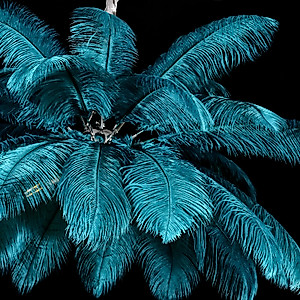 DHFHFMDCJDNN Modern Feather Chandelier for Bedroom, Blue Feather Ceiling Light Fixture with Ostrich Hair Lampshade, Pendant Lights for Living Room, Hotel, Corridor, Foyer