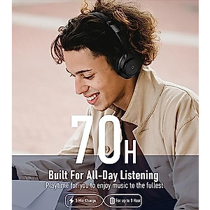 Headphones Wireless Bluetooth 70 Hours Playtime Bluetooth Headphones with Microphone,3EQ Modes,Over-Ear Headphones HiFi Stereo Foldable Lightweight,Deep Bass for Home Traver Work PC/Callphones