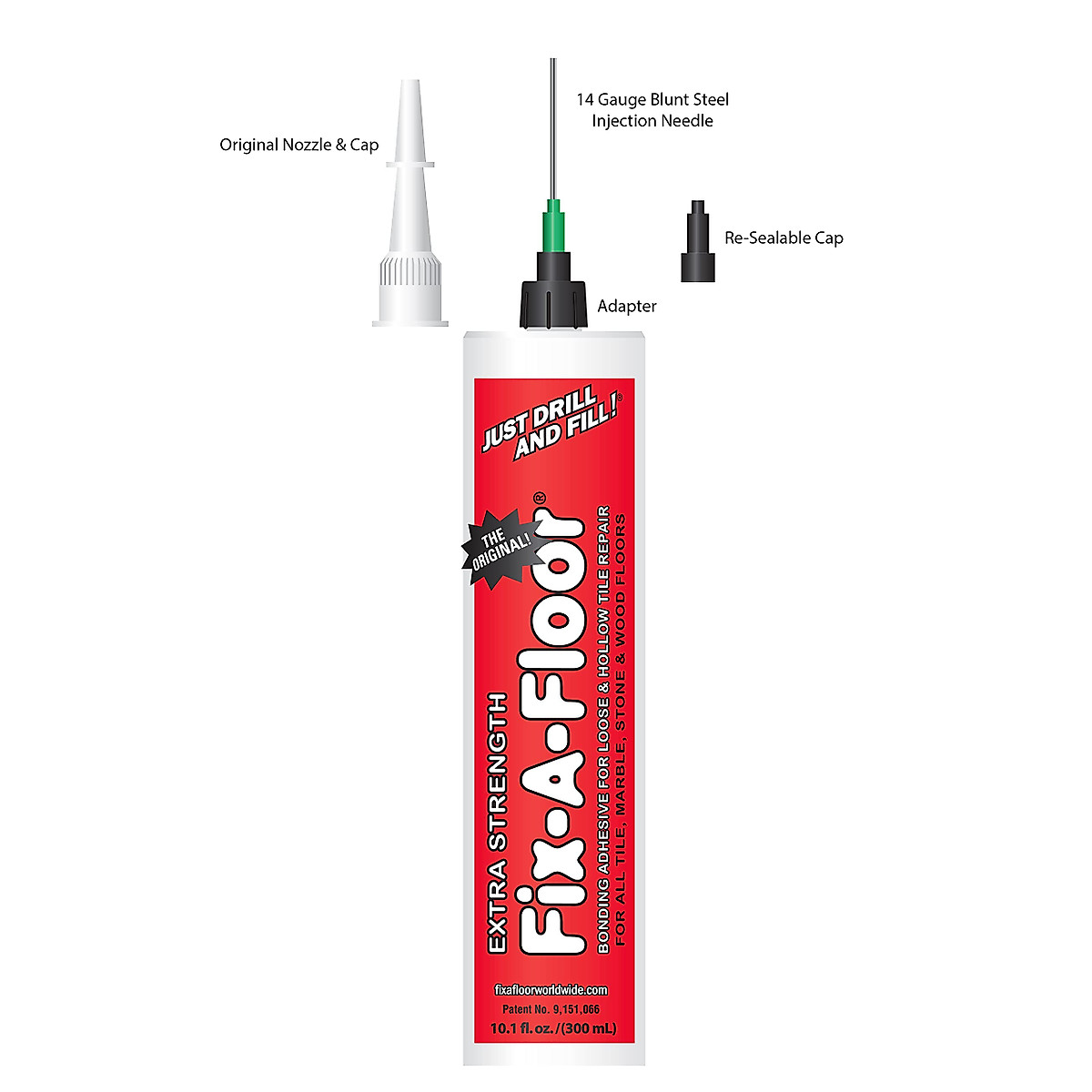 The Original Fix-A-Floor Micro Syringe Injector For Loose & Hollow Tile Repair PRO Pack (2) *Comes With Recommended 10:1 Thrust Non Dripless Caulk Gun