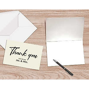Better Office Products 120 Pack Wedding Thank You Cards with Envelopes, Thank You Cards From The New Mr and Mrs, 4 x 6 Inch, Blank Cards, Wedding Thank You Notes, 120 Count Boxed Set