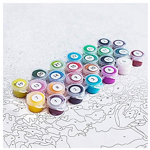 Chenistory 4 Packs DIY Paint by Number for Kids & Adults Acrylic Painting 16 x 20 inch Paint Canvas with Paintbrushes Set Draw Arts Craft Home Decoration - Mountain Landscape Picture