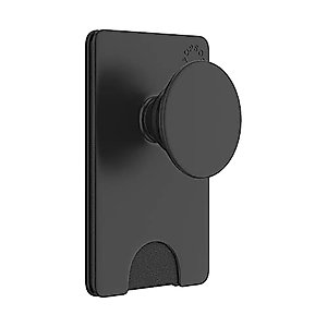 PopSockets Phone Wallet with Expanding Phone Grip, Phone Card Holder - Black