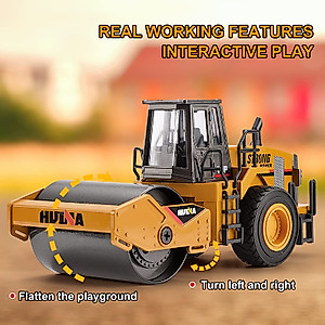 1/40 Scale Metal Road Roller Toy, Diecast Construction Equipment Vehicles Toy for Kids Boys