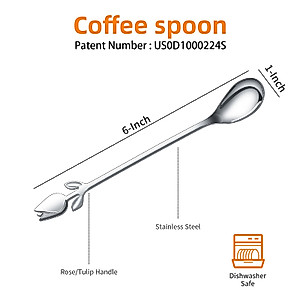 SGVRPVZ Silver Small Coffee Spoon Holder Set,Swan Base With 12 Pcs Demitasse Espresso Spoons Set,6" Mini Tulip/Rose Dessert Spoon,Stainless Steel Tea Spoons