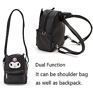 ALORVE Anime Cute Cartoon Bag Cosplay Shoulder Bag Backpack Handbag PU Schoolbags for Kids Girls Fans(BLACK)