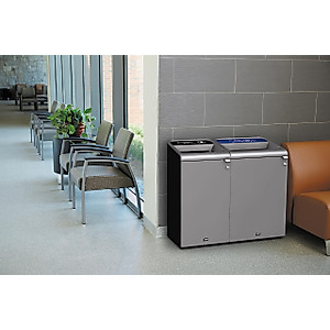 Rubbermaid Commercial Products Configure 1 Stream Landfill Trash Can, 33 Gal, Grey Stenni, Indoor for Stadiums/Food Courts/Airports