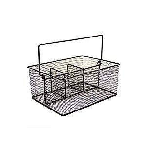 Maypes Utensil Caddy -Silverware Caddy for Parties, Spoon Holder, Buffet Organizer for Condiments, Napkin, Forks, Knives -Stainless Steel Flatware Caddy for Home, Picnics or Entertaining Evens (Black)