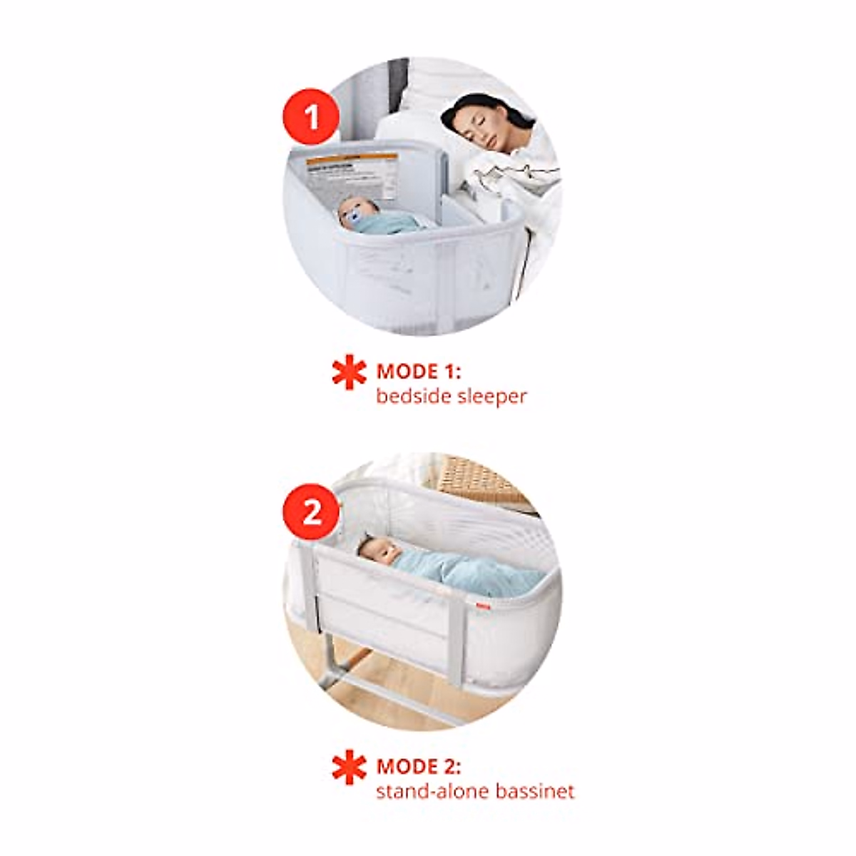 Skip Hop Baby Bassinet, Cozy Up 2-in-1 Bedside Sleeper & Bassinet, Grey