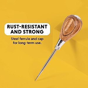 General Tools Scratch Awl Tool with Hardwood Handle - Scribe, Layout Work, & Piercing Wood - Alloy Steel Blade