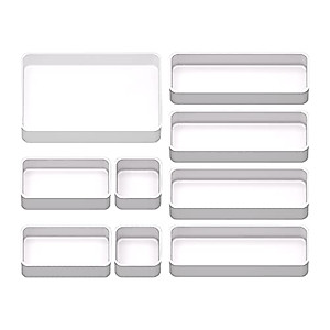9 Pcs Stackable Drawer Organizer Trays Set, Multifunctional Stackable Storage Trays for Vanity, Bathroom, Kitchen, Desk Drawer Organizer Office. Plastic Drawer Organizers Available In 5 Colours, White