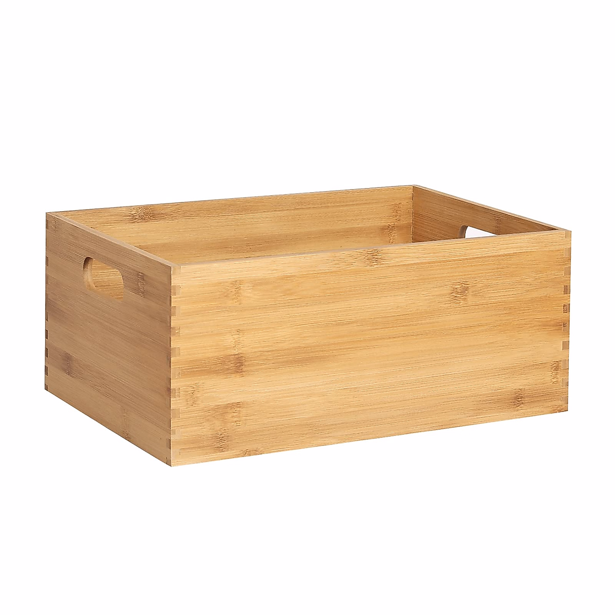 ANMINY Set of 4 Nesting Wooden Crates for Storage, Bamboo Wood Storage Containers Bins, Handmade Natural Large Wooden Storage Boxes Baskets with Handles for Organizing Shelf Closet Cabinet