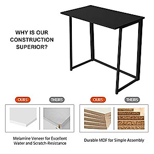 Simpleness Study Desk Folding Laptop Table for Home Office Desk, Efficient Home Laptop Notebook Computer Desk,Bedroom and Living Room Desk (31.5x17.7x29.1inches, Black)