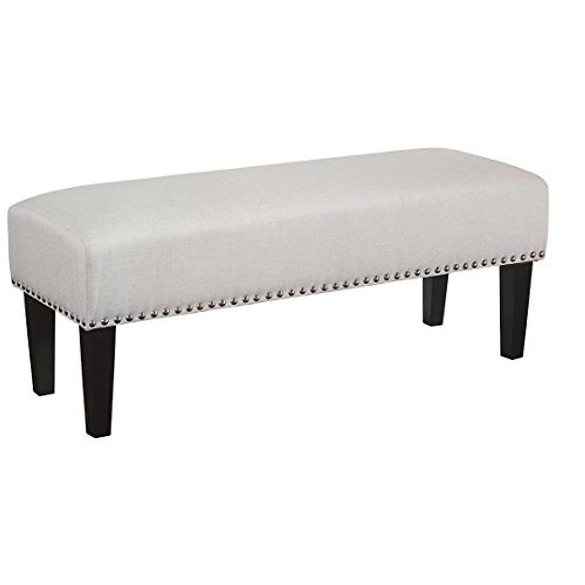 Signature Design by Ashley Beauland Contemporary Upholstered Accent Bench with Nailhead Trim, Beige