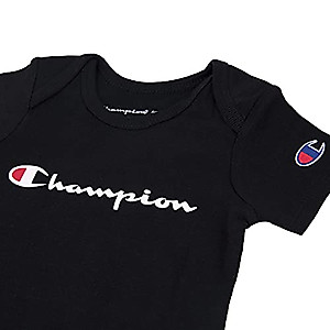Champion baby boys Infant 3-piece Box Includes Body Suit, Bib Or Hat Booties and Toddler T Shirt Set, Classicscript-black 001, 0-6 Months US