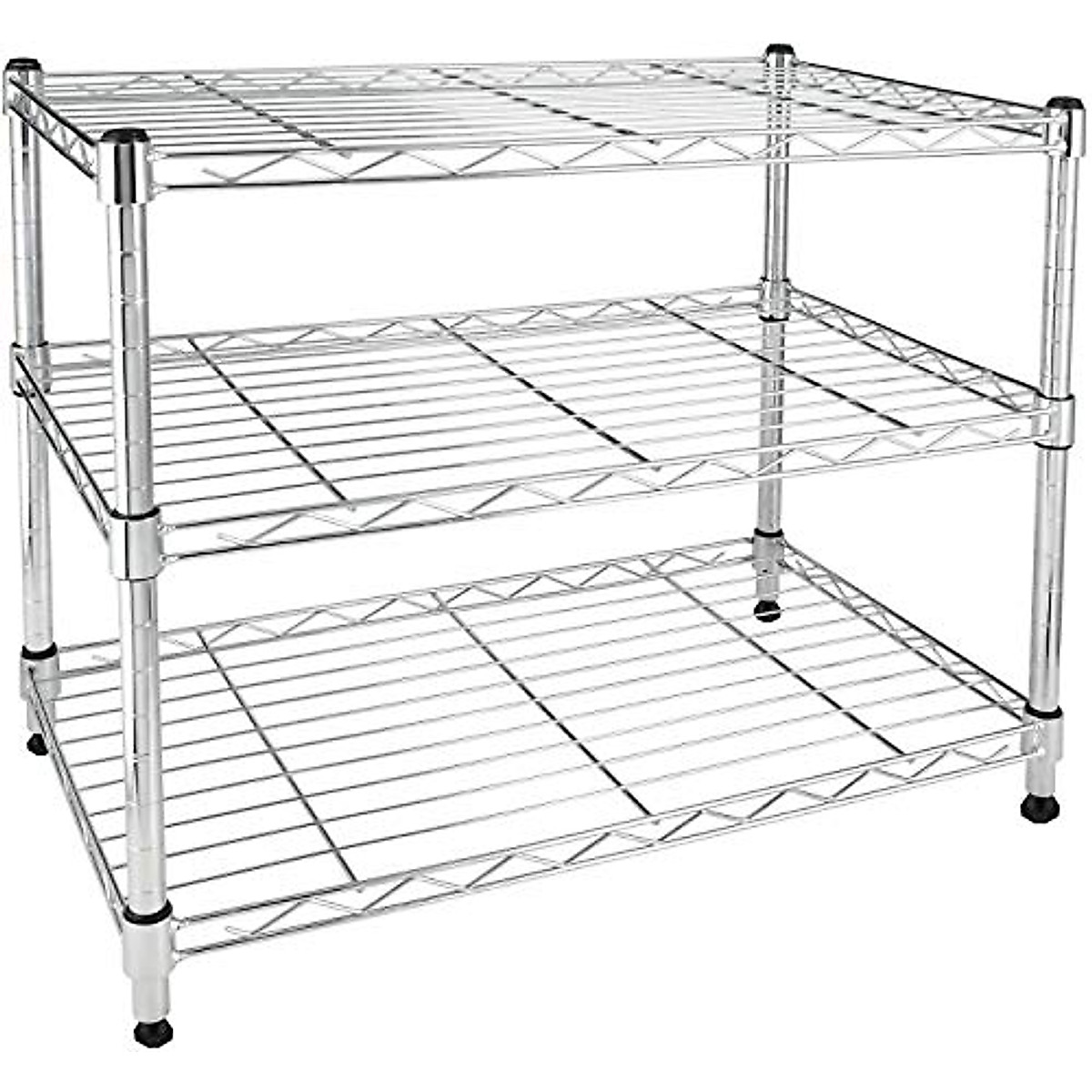HealSmart 3-Tier Heavy Duty Storage Shelving Unit,Chrome,24.02" D x 13.78" W x 21.97" H inch, 1 Pack