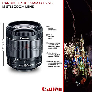Canon EOS Rebel T7 Digital SLR Camera with EF-S 18-55mm f/3.5-5.6 is STM Lens + 64GB Memory Card + Wide Angle and Telephoto Lens + Tripod + Extra Battery + Remote + Slave Flash (Renewed)