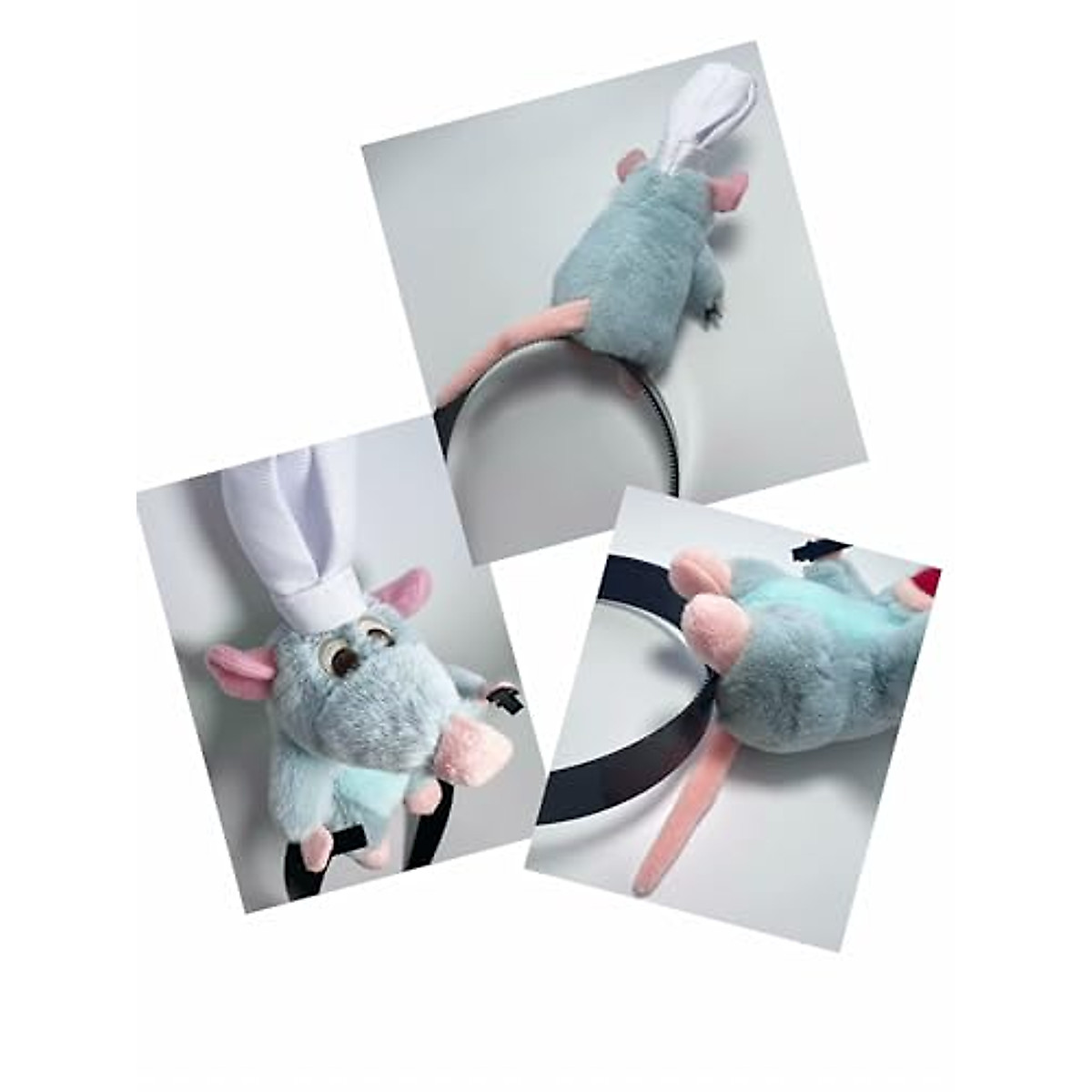 Fantasyer 2PCS Ratatouille Plush Headband Women Cute Funny, Ratatouille Hairband Clip Grabs Hair Costume Headwear Headband for Washing Face, Ratatouille+ratatouille
