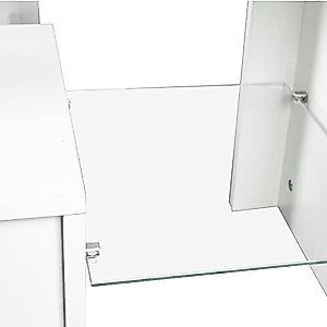 Holaki LED TV Stand,Modern High Gloss TV Console with 20 Color LEDs/Remote Control Lights,Media Console Entertainment Center for Up to 80 inch TV,Wood TV Cabinet with 2 Drawers & Open Shelves (White)