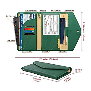 Passport and Vaccine Card Holder Combo, Travel Wallet Women Rfid Blocking Passport Holder with Vaccine Card Slot Card Case Wallet Clutch Purse, Green