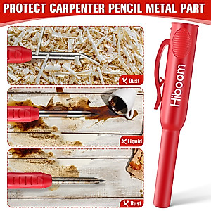 Hiboom 3 Pack Solid Carpenter Pencils with Carpenter Pencil Cap and 27 Refills, Deep Hole Mechanical Scriber Marking Tools with Built in Sharpener for Construction Woodworking Architect