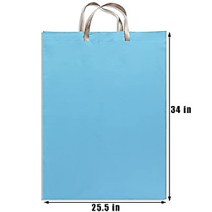 LOLOMLO Extra Large Canvas Laundry Bags with Handles & Drawstring Closure, Heavy Duty Tears Resistant Clothes Storage Travel Bags, Machine Washable Multi Use Laundry Bag liner for Laundry Hamper - 25.5" x 34" - Sky Blue