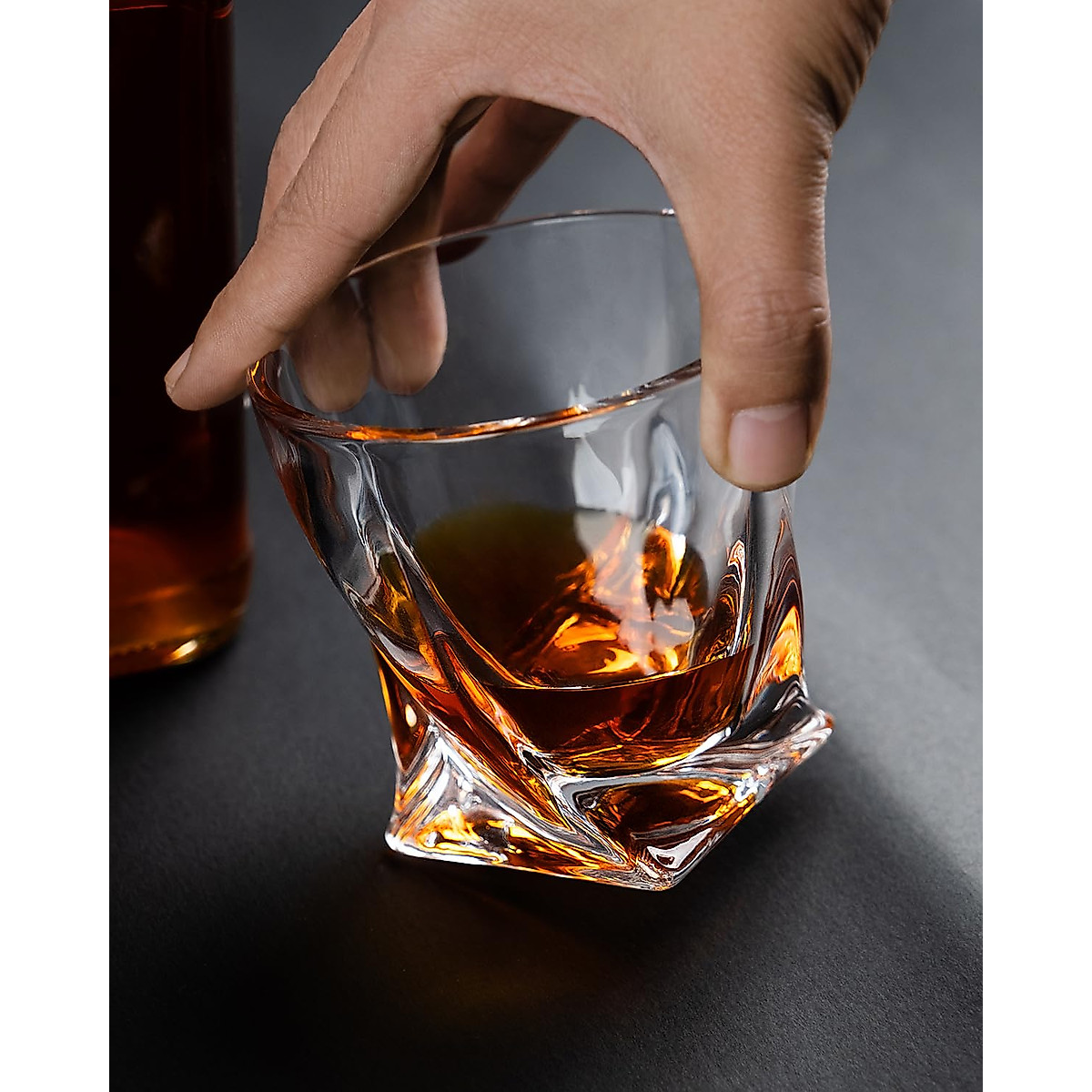 BaveL Whiskey Glasses - 10 OZ Premium Shaped Scotch Glasses set of 4,Glassware Set,Tumblers for Drinking Bourbon whiskey, Cognac, Irish Whisky,Vintage Elegant whiskey glass