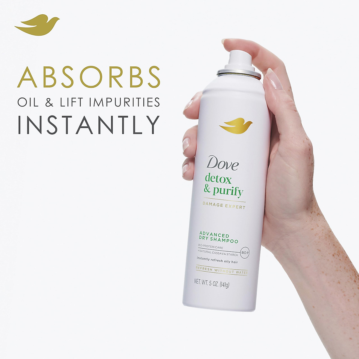 Dove Advanced Dry Shampoo Detox & Purify Refresh & Revive Hair Without Water Instantly Absorb Oil & Life Impurities 5 oz