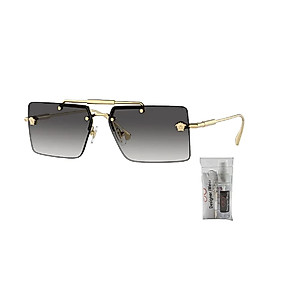 Versace VE2245 10028G 60MM Gold/Grey Gradient Rectangle Sunglasses for Women + BUNDLE With Designer iWear Eyewear Kit