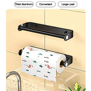 YOTWENK Paper Towel Holder Under Cabinet for Kitchen,Wall Mount Paper Towel Holder Paper Roll Holder,Self Adhesive or Screw Mounting Paper Towel Holder Wall Mount for Kitchen, Pantry (Black)
