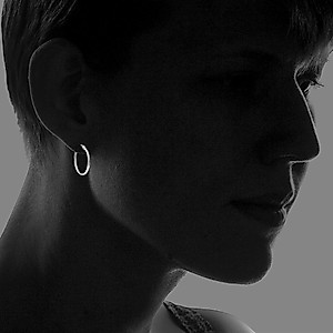 Hoops & Loops 925 Sterling Silver 1.5mm Oval Click-Top Hoop Earrings for Women, 15mm