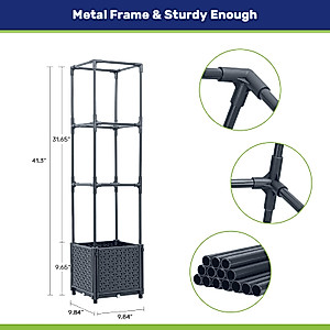 LINEX Raised Garden Bed Planter Box with Trellis, 41.3” Tomato Planters for Climbing Plants Vegetable Vine Flowers Outdoor Patio, Tomatoes Cage w/Self-Watering