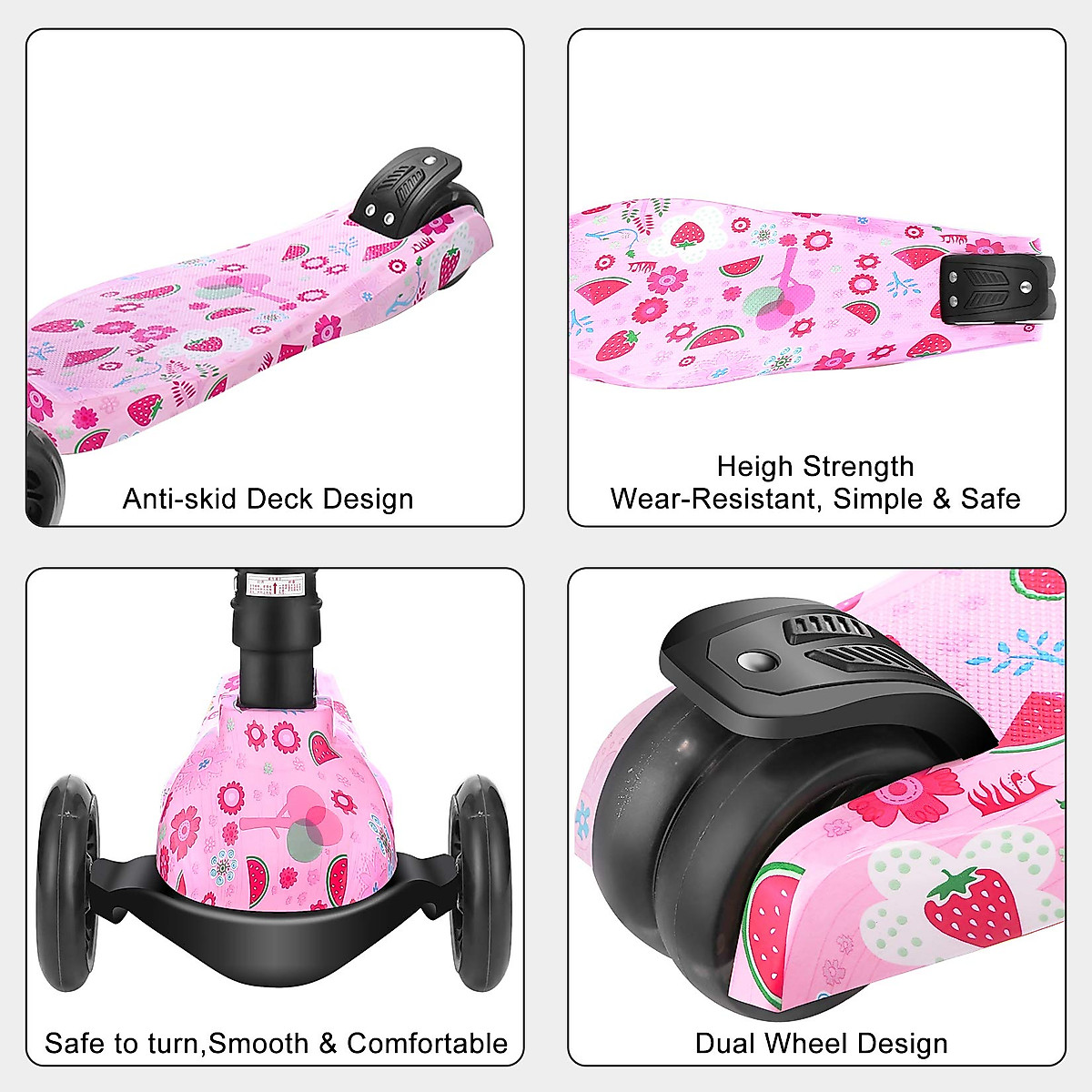 WeSkate Scooter for Kids, Foldable Scooter for Toddlers Girls & Boys with LED Lights Up Scooters Wheels, Adjustable Height Scooter for Children Age 3-12
