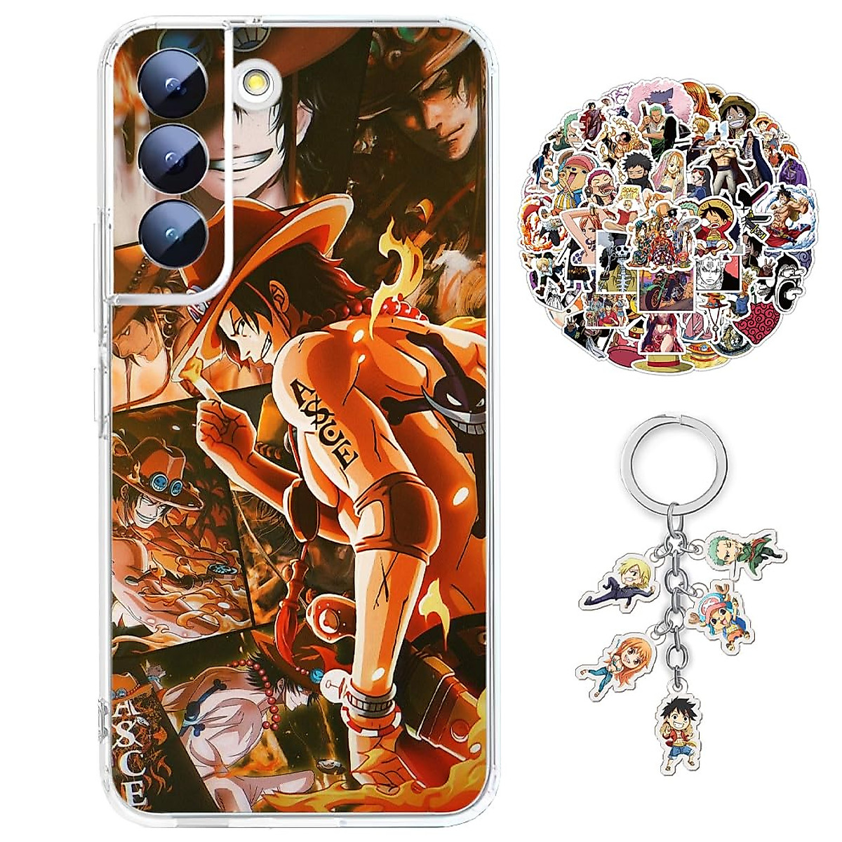 Staremeplz Compatible with Samsung Galaxy S9 Plus Case One -Piece Anime Design [with Vision Keychain and 50pcs Stickers] Cartoon Transparent Soft Silicona Case for Samsung Galaxy S9 Plus