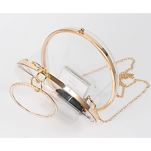 Cirilla Women Acrylic Transparent Round-Cake Clutch Evening Handbag Jeweled Ring Handle for Wedding Cocktail Party Banquet (clear)
