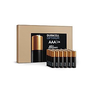 Duracell Optimum AAA Batteries, 24 Count Pack Triple A Battery with Long-lasting Power Alkaline AAA Battery for Household and Office Devices (Ecommerce Packaging)