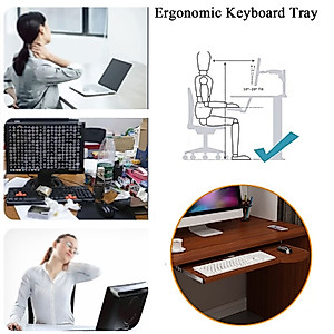 V3VOGUE Wooden Keyboard Tray Under Desk Push-Pull Keyboard Holder - Ergonomic Desk Extender Bracket 600/700x260mm, Improve Sitting Posture, Protection Eyesight, Slide Keyboard Drawer