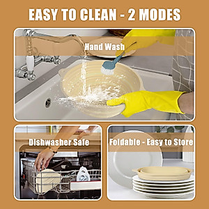 Silicone Banneton Bread Proofing Basket Set Of 2 -Sourdough Bread Baking Supplies, 9 Inch Round & 10 Inch Oval Foldable Bread Bowls, bread basket For Proofing Baskets With Essential Tools - Beige